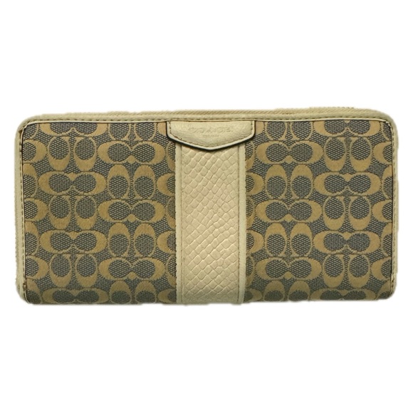 Coach | Bags | Coach Cream And Grayblue Signature Wallet | Poshmark